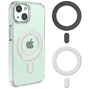 2 Pack Magnetic Adapter Ring, Universal Magnet Sticker Compatible with Magsafe Accessories & Wireless Charging for iPhone 14/13/12/11 Pro Max Mini, Galaxy S22/S21, Black/White