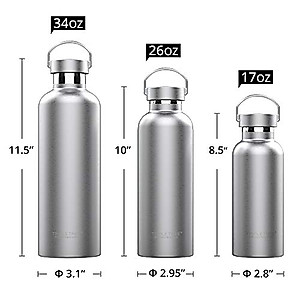 Triple Tree 34OZ Vacuum Insulated Stainless Steel Water Bottle, Double Wall Wide Mouth Lids Keeps beverage Hot or Cold Sweat Proof