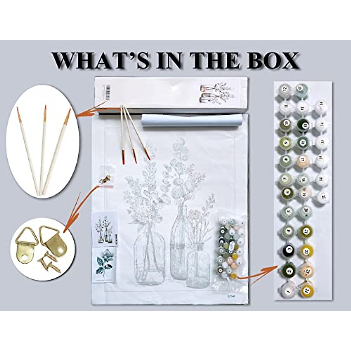 Art Knitting Paint by Number for Adults Beginner Students Kids,Ideal Gift Choice for Birthday,Anniversary or Any Festival.DIY Acrylic for Room Decor (16x20, Flowers in The Bottles No.1)