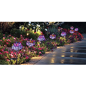 Doingart Outdoor Solar Garden Lights - 2 Pack Solar Powered Garden Stake Lights with 18 Butterflies and Copper String Lights, Multicolor