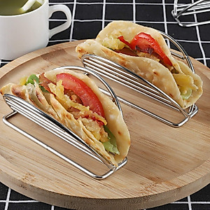 YellRin Taco Holder Stainless Steel Taco Holders Stands Set of 4 Racks Holds Soft or Hard Shell Tacos - for Burritos and Tortillas Holder
