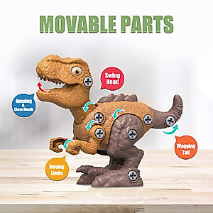 Keriday 5Pcs Dinosaur Toys for Kids 3-8, Take Apart Toys with Cordless Drill for Boys & Girls, STEM Educational DIY Construction Building Gifts for Birthday Easter Christmas Hannukah