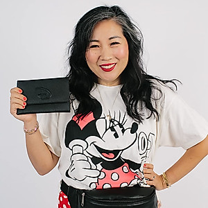 Disney Wallet, Foldover, Disney Signature D Logo Embossed, Black Vegan Leather