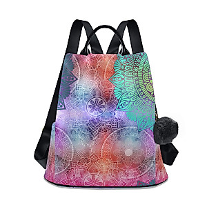 ALAZA Boho Mandalas Indian Print Decorative Backpack Purse for Women Anti Theft Fashion Back Pack Shoulder Bag