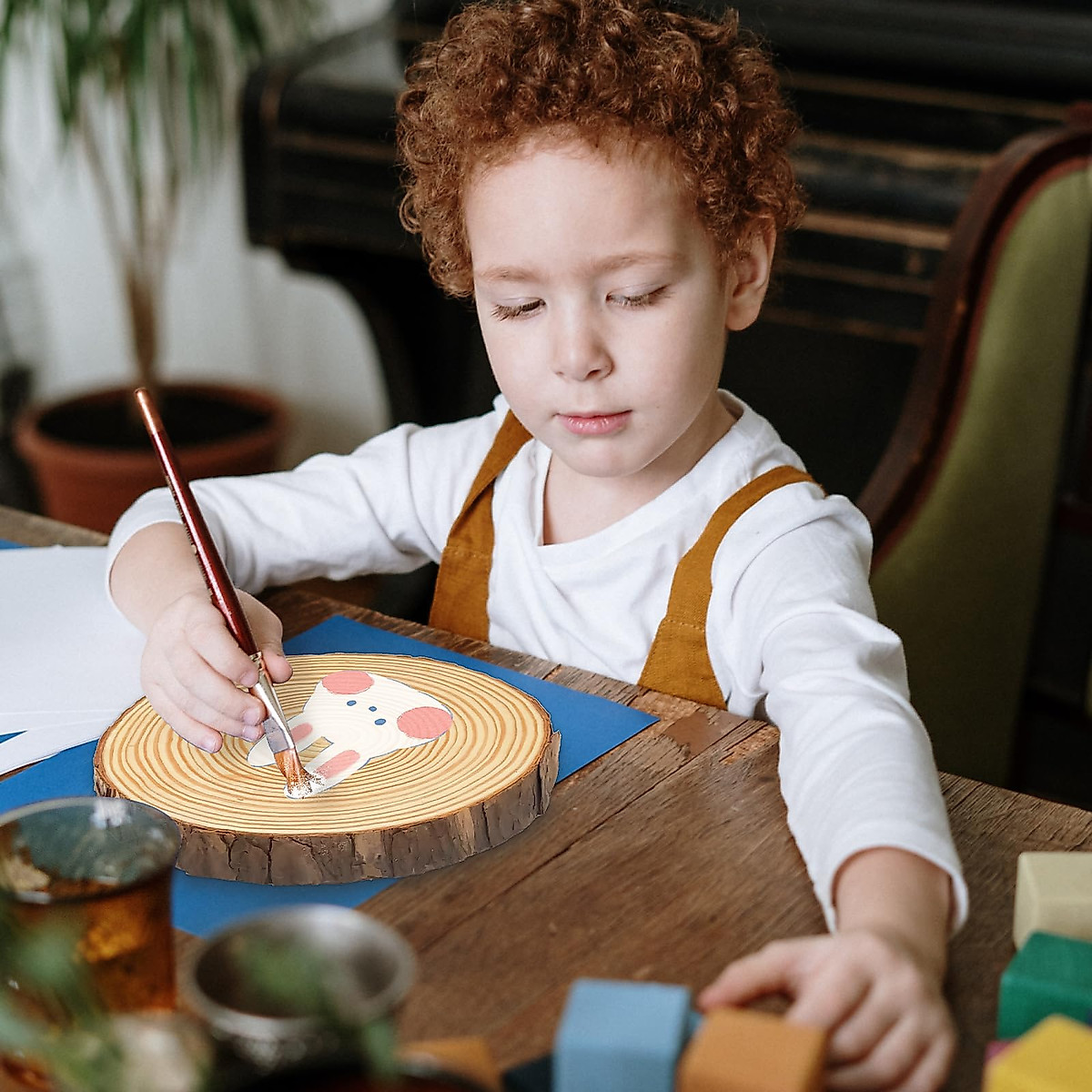 DSYIL 4 Pack Large Unfinished Wood Slices, 7-8 Inch Wood Round Circles with Tree Bark, Rustic Wood Slabs Bulk, Christmas Ornaments Wood Pieces for Rustic Wedding Table Centerpieces Decoration