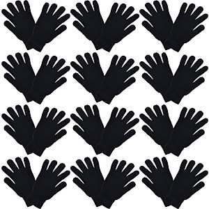 48x Winter Beanies & Gloves Combo Pack, Bulk Pack for Men Women, Warm Cozy Gift (Black)