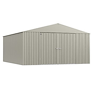 Arrow Shed Elite 14' x 16' Outdoor Lockable Gable Roof Steel Storage Shed Building, Cool Grey
