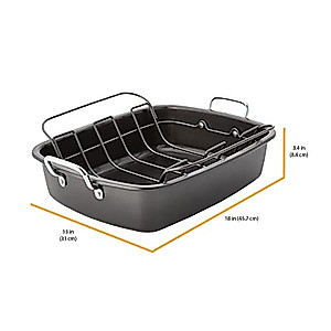 Chicago Metallic Nonstick Roaster with Floating Rack, 18-Inch-by-13-Inch, Black