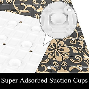 Bath Tub Shower Mat - Anti-Slip PVC Material 15.1x26.8 in, Gentle Cushioning Quick Drying Suction Cups Reliable Solution - Vintage Flowers Pattern Non-Slip Floor Mat