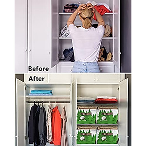 Golf Cart Storage Baskets for Organizing, Golf Club Green Field Pine Tree Balls Sports Theme Fabric Storage Bins for Shelf, Collapsible Cube Bin with Handles for Closet（15''x11''x9.5''）