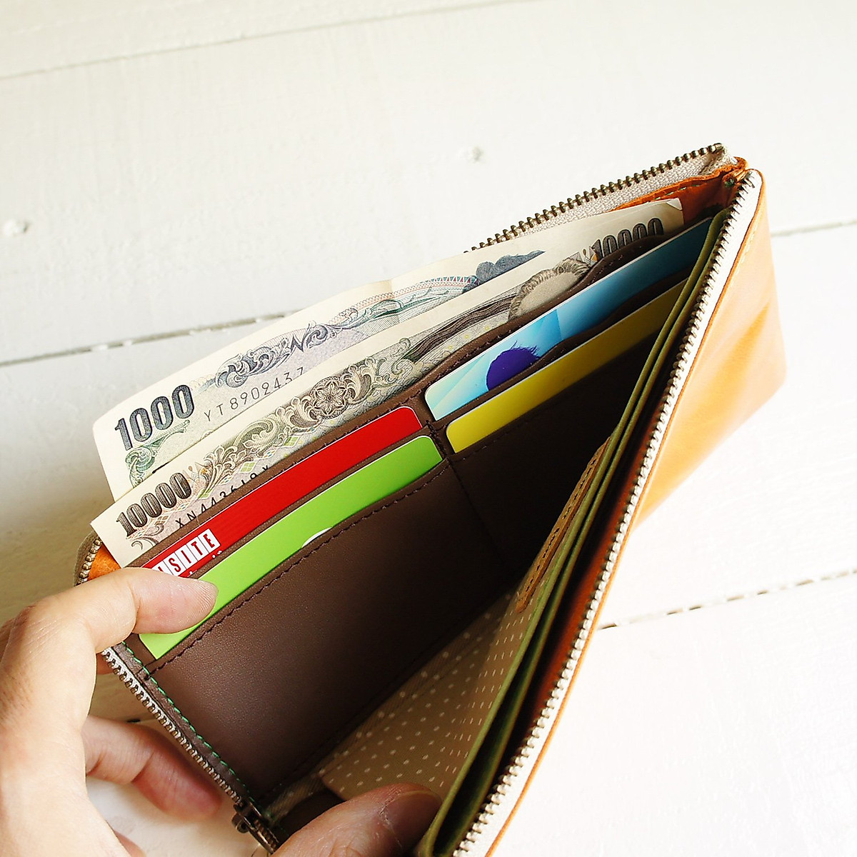 Women's Wallet, Horse Leather, Made in Japan (red)