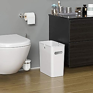 iTouchless SlimGiant 4.2 Gallon Slim Trash Can with Handles, 16 Liter Plastic Small Wastebasket Hanging Garbage Bin, Magazine / File Folder Storage Container for Home, Office, Bathroom, Kitchen, White