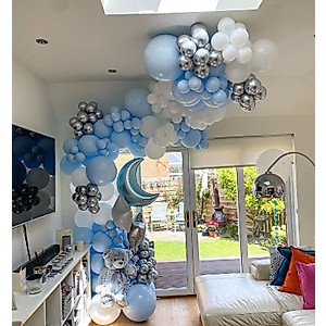 Baby Blue And White Balloons Arch Kit Blue Balloon Garland Kit Blue White Silver Balloons For Birthday Bridal Shower Wedding Winter Baby Shower Decorations For Boys winter wonderland party decorations