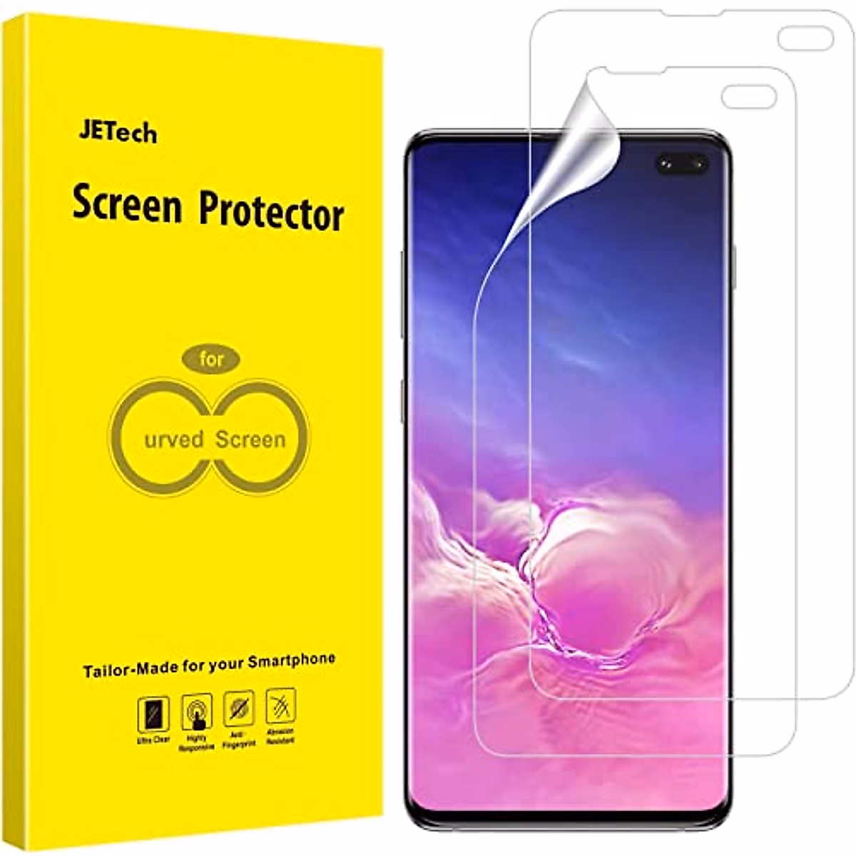 JETech Screen Protector for Samsung Galaxy S10 Plus S10+, TPU Ultra HD Film, Case Friendly, 2-Pack