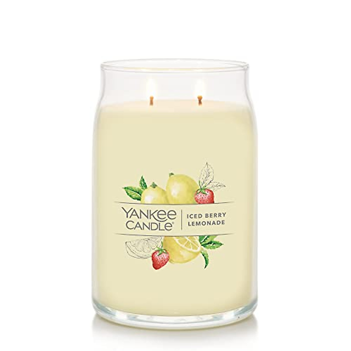 Yankee Candle Iced Berry Lemonade Scented, Signature 20oz Large Jar 2-Wick Candle, Over 60 Hours of Burn Time