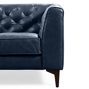 POLY & BARK Essex Sofa in Full-Grain Semi-Aniline Italian Tanned Leather in Midnight Blue