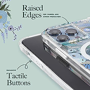 Rifle Paper Co. iPhone 13 Pro Case - 10ft Drop Protection - Compatible with MagSafe & Wireless Charging - Floral 6.1" Case for iPhone 13 Pro, Anti Scratch Shock Absorbing Materials - Garden Party Blue