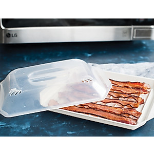 Nordic Ware Bacon Rack with Lid, 10.25x8x2 Inches, White
