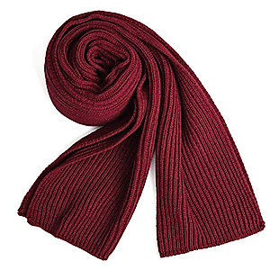 EONPOW Warm Autumn and Winter Scarf, Unisex Pure Color Winter Neck Warm Knitting Yarn Scarf