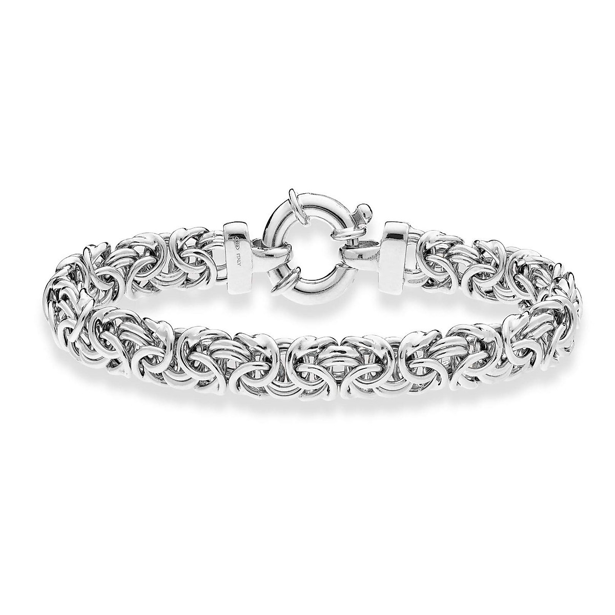 Miabella Italian 925 Sterling Silver 9mm Classic Byzantine Link Chain Bracelet for Women, Handmade in Italy (Length 7.5 Inches (average size))
