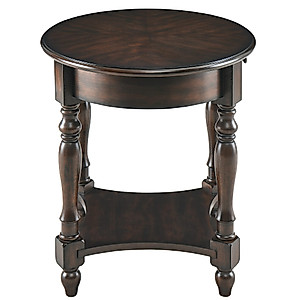 MODERION Oval End Table with Drawer, Solid Wood Sofa Side Table with Storage Shelf, Traditional Living Room Corner Table, Nightstand, Easy Assembly 28” x 22” x 24” Retro Walnut CJZ2233DC