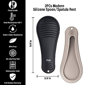 iNeibo Silicone Spoon Rest For Kitchen Counter, Silicone Spoon Holder –Silicone Utensil Rest for Stove Top