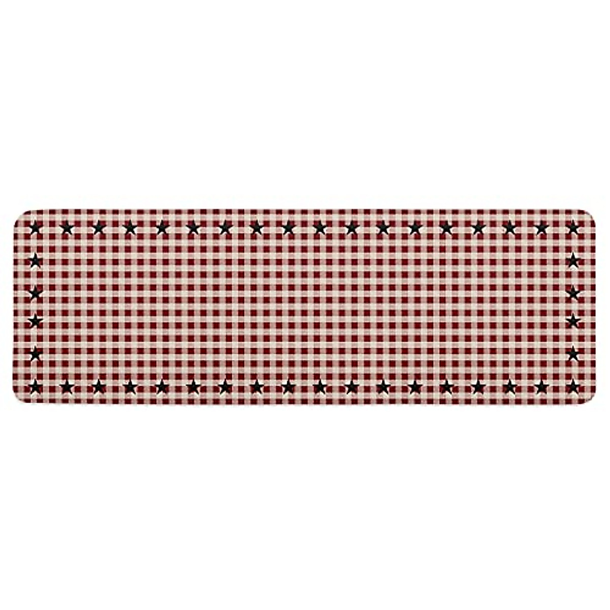 Libaoge Kitchen Mat Rug 1 PCS Country Star Berry Red Buffalo Plaid Runner Rug Anti-Fatigue Comfort Memory Foam Standing Mat Non-Slip Floor Door Mat for Bathroom Bedroom 16x47in