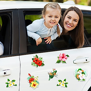 12 Pieces Cruise Door Magnets Hibiscus Refrigerator Magnets Cruise Magnets Car Decorative Magnets Frangipani Magnets Decal Locker Magnets for Carnival Cruise Ship Car Decor Hawaii Decoration