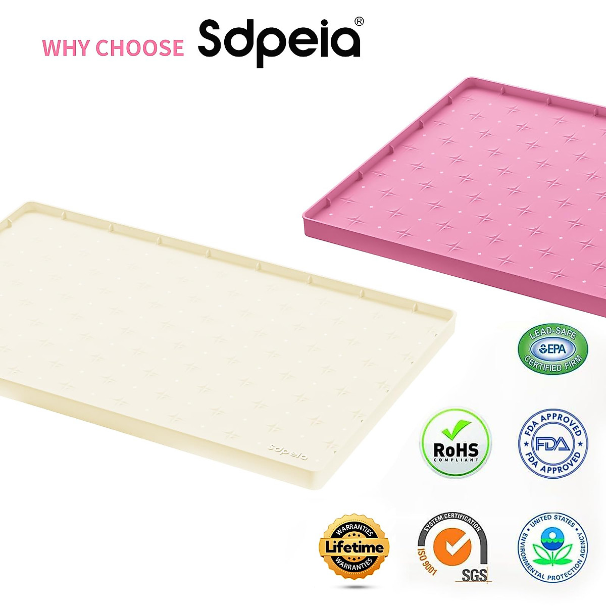 Sdpeia Under Sink Mat for [34" x 22"] Cabinet, Upgraded Silicone Waterproof Mat Kitchen Cabinet Liner Cabinet Protector Kitchen Organizers and Storage
