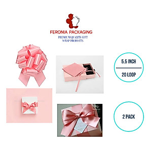 Feronia Packaging 2 Pieces Pull Bow for Gift Wrapping Gift Bows Pull Bow With Ribbon for Wedding Gift Baskets, 5.5 Inch 20 Loop (Light Pink)
