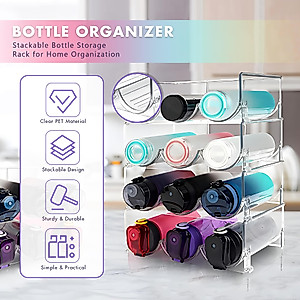 Plastic Stackable Water Bottle Holders Wine and Water Bottle Organizer Cabinet Organization Rack Kitchen Pantry Refrigerator Storage Bins