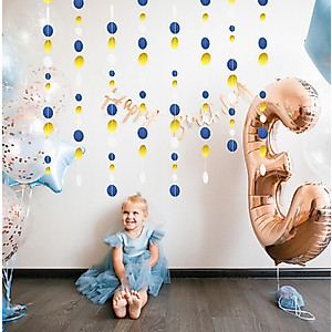 MIAHART 52 Feet Circle Dots Garland Lavender Paper Garland for Birthday Bridal Wedding Baby Shower Christmas Valentine Day Lilac Theme Party Decorations (Blue Gold)