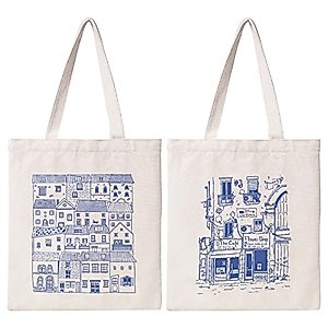 THEYGE Vintage Tote Bag Cute Cottage Canvas Bag Aesthetic Canvas Tote Bag for Women Tote Shopping Beach Bag Shoulder Bag Reusable Grocery Bag