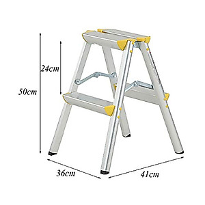 PENGJIE Folding Ladder Step Stool Ladder Stool 2 Step Folding Aluminum Heavy Duty Steel Portable Anti Slip Mat Tread Compact 150 Kg Capacity