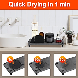uxcell 2pcs Instant Dry Sink Organizer, Fast Drying Stone Sink Tray, Water Absorbing Stone Tray with Stainless Steel Feet for Bathroom Organization Grey