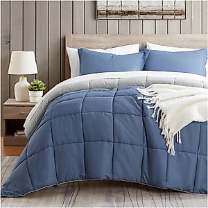 satisomnia Twin Comforter Set Blue, Lightweight Comforters Twin Size Bed, Soft Breathable Down Alternative Bed Comforter Set, Reversible All Season 2Pcs Twin XL Bedding Set with 1 Pillow Sham