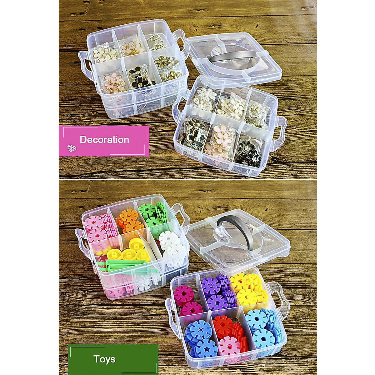 Clear Adjustable Jewelry Bead Sewing Organizer Box Storage Transparent Container Case (18 Compartments)