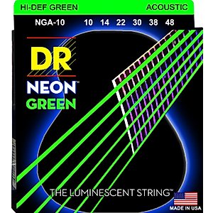 DR NGA-10 Neon Green Acoustic Guitar Strings