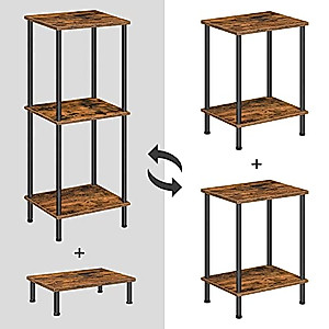 HOOBRO End Tables Set of 2, Nightstand with 2-Layer Storage Shelves, Side Table for Small Spaces, Living Room, Entryway, Industrial Style, Stable Frame, Easy Assembly, Rustic Brown BF09BZP201