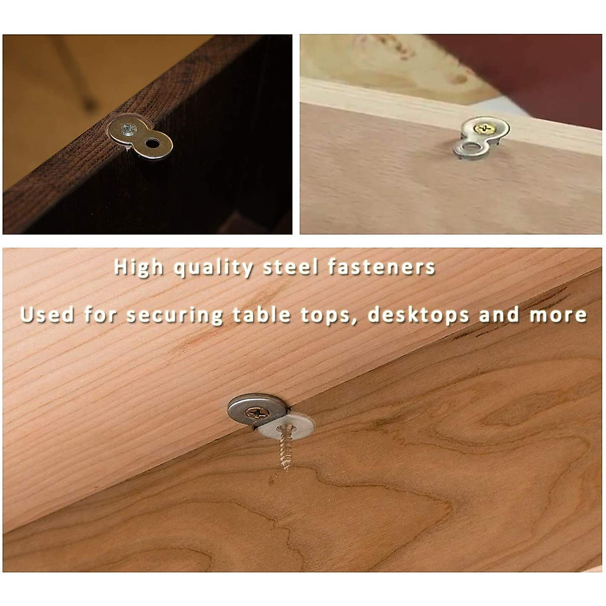 (Pack of 40) Figure 8 Table Top Fasteners with Screws, Heavy Duty 12 Gauge Steel, Table Top Connector, Desk Top Fasteners Clip