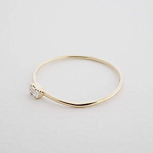 Honeycat White Topaz Baguette Ring in Solid 14K Gold or 14k Rose Gold (Size 5-9) G/8