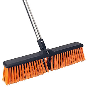 KeFanta Heavy Duty Push Broom Garden Broom 18 inches for Deck Driveway Garage Yard Patio Concrete Wood Stone Floor Cleaning