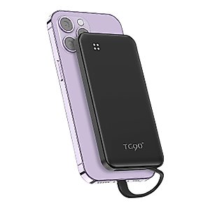 TG90° 10000mah Portable Charger with Built-in Cable, Ultra Slim Power Bank Portable Phone Battery Pack Charger Compatible with iPhone 14/14 Pro/13/13 Pro/12/12 Pro/11/11 Pro/X/XS/SE and More
