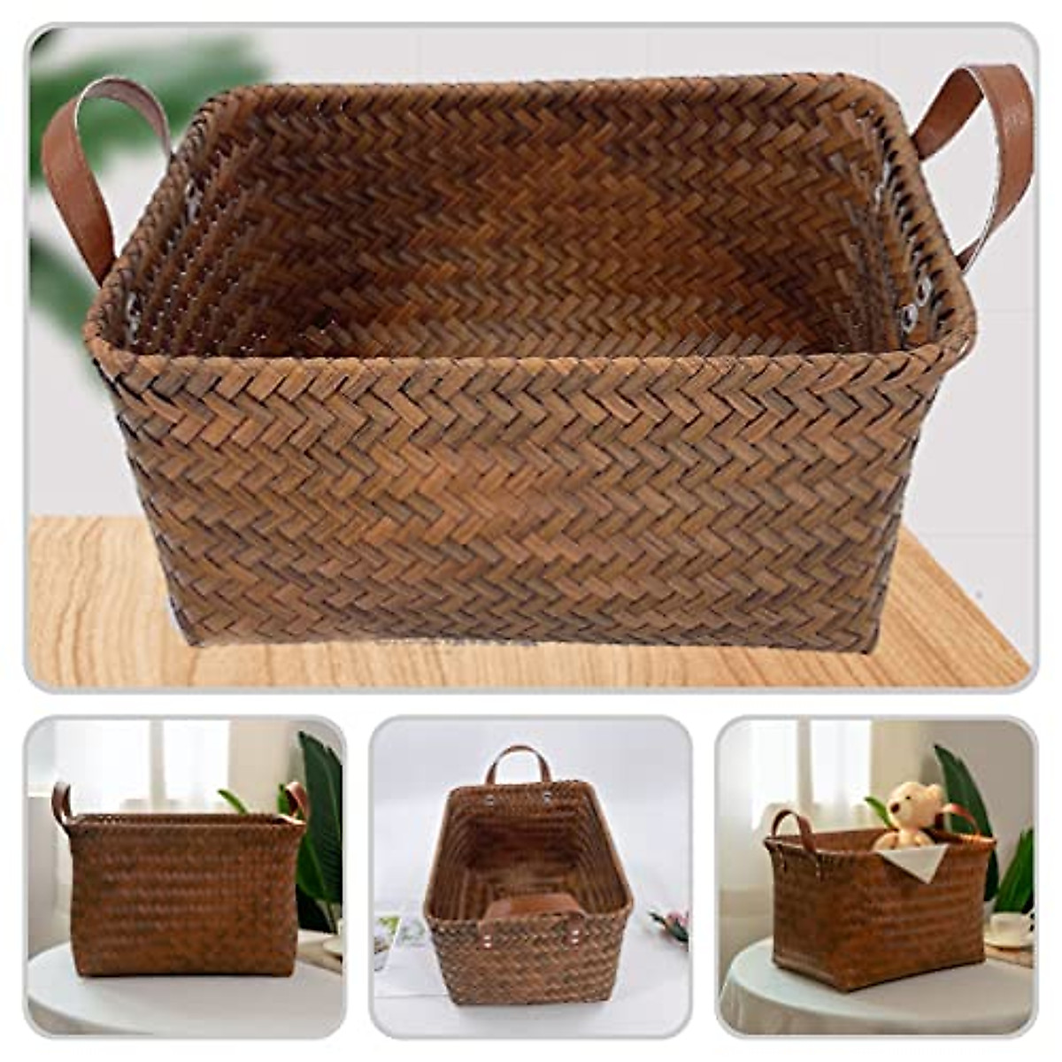 Cabilock Storage Baskets for Shelves Bread Basket Imitation Rattan Woven Basket Laundry Basket Laundry Holder Laundry Storage Basket Wicker Baskets Decoration Storage Containers
