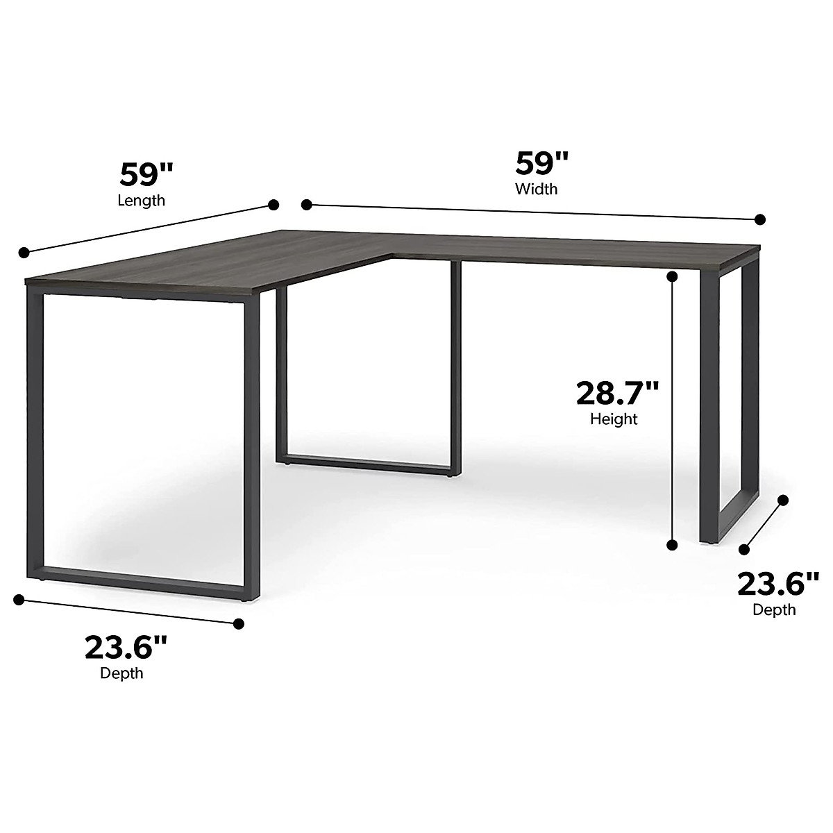 HON Basyx L-Shape Corner Computer Desk, Gray