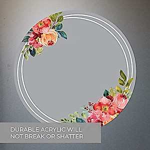 Canopy Street Vibrant Floral Round Magnetic Locker Mirror / 5" Diameter Stylish Locker Décor/Shatterproof Durable Teen Girl School Locker Accessory/Made in The USA