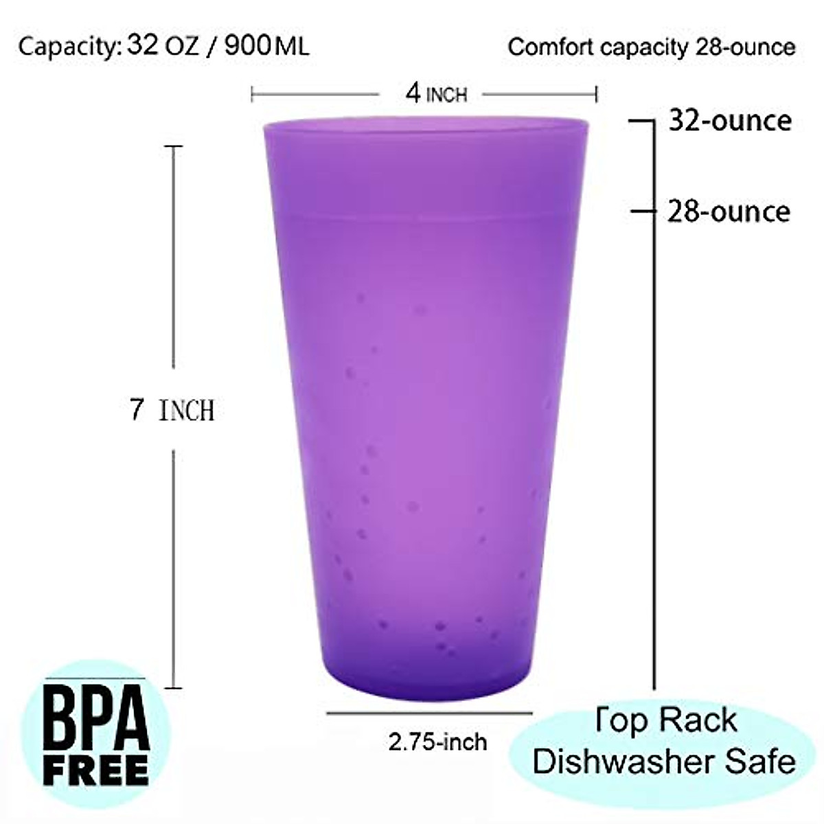 KX-WARE 32-ounce Plastic Tumblers/Large Drinking Glasses/Party Cups/Iced Tea Glasses Set of 12,6 Assorted Colors| Unbreakable, Dishwasher Safe, BPA Free