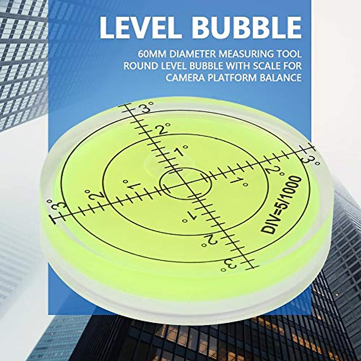 Level Bubble, 60mm Diameter High Precision Bullseye Bubble Spirit Level Horizontal Bubble Cardan Level with Scale for Tripod, Phonograph, Turntable