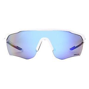 Rawlings Strike Ready Shield Sport Sunglasses for Men, Shiny White/Blue Mirror, 68mm