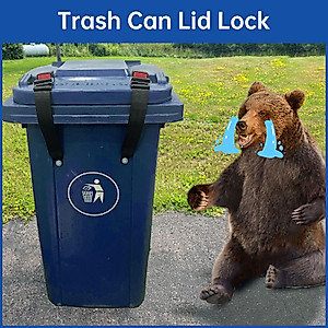 KOMOHOM Bear Proof Trash Can Lid Lock, Garbage Can Locks for Animals, Trash Can Straps for Raccoons, Raccoon Proof Garbage Can Lock Bear Trash Can Lock Bear Straps for Garbage Can